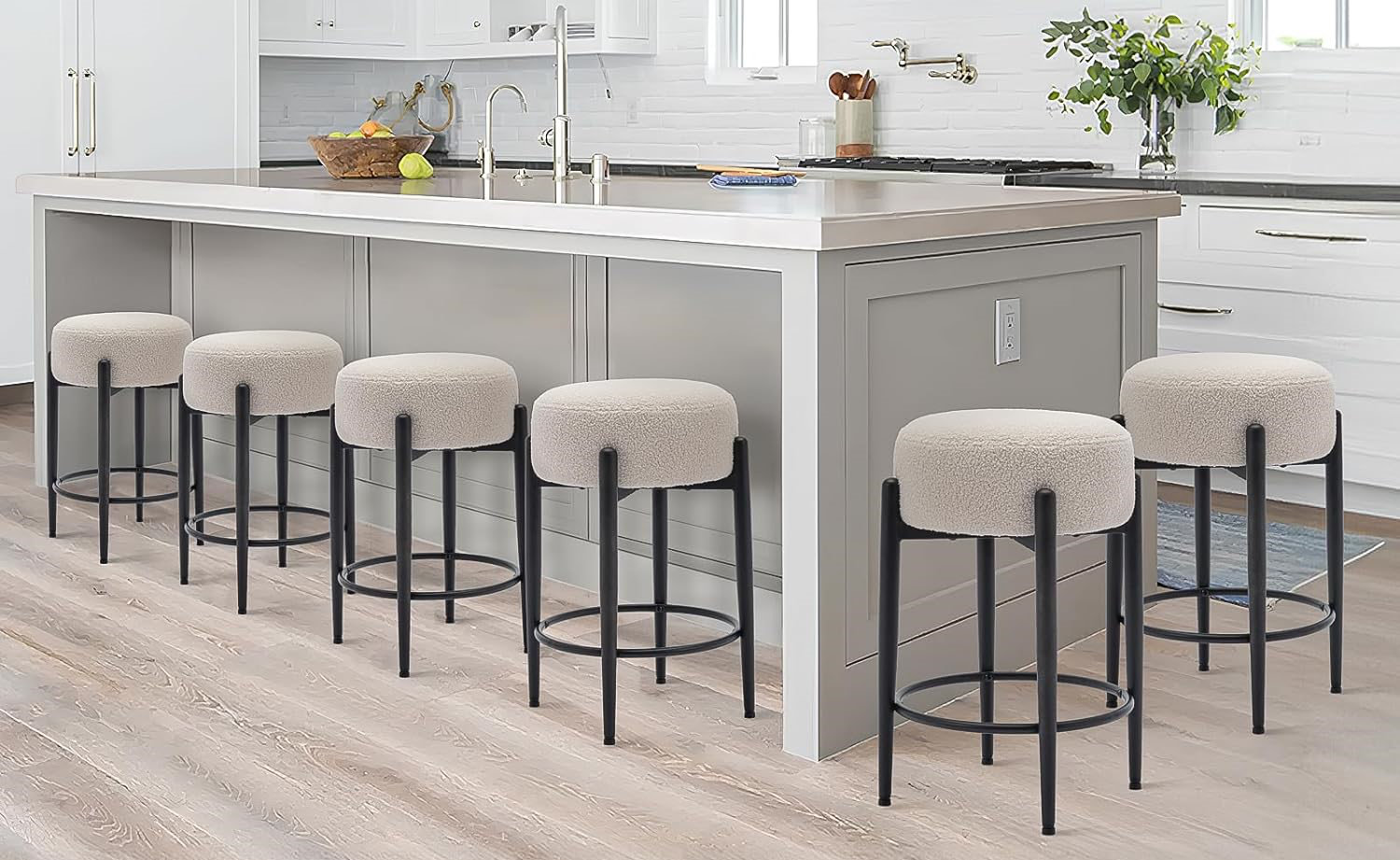 Latitude Run® The Modern Bar Stools, 24" Counter Height Stools with Backless Round Soft Padded ...